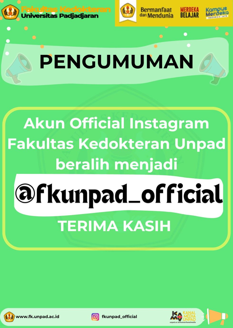 Pengumuman Resmi: Perubahan Nama Akun Official Fakultas Kedokteran ...